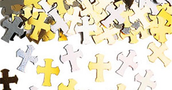 Silver and Gold Cross Confetti - Communion Party Blue| SweetCo